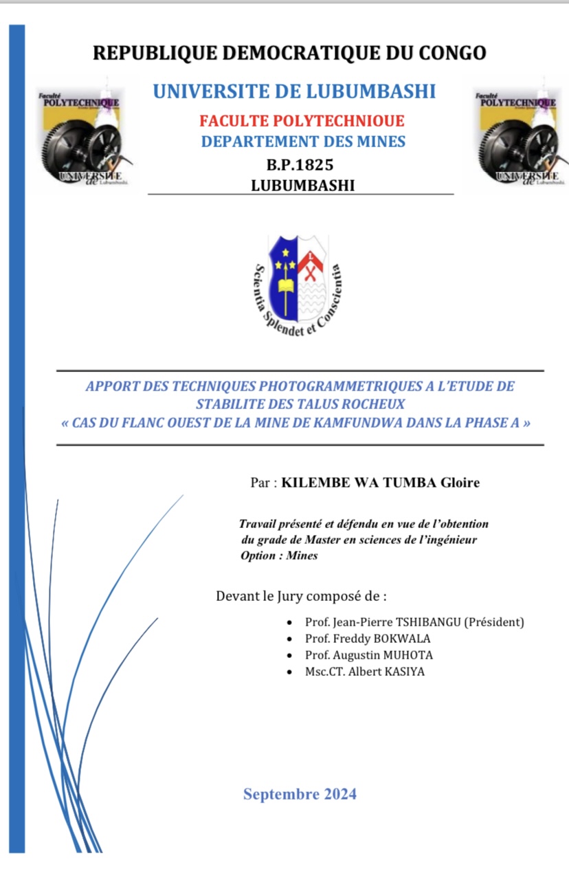 Mémoire de Master APPORT DES TECHNIQUES PHOTOGRAMMETRIQUES A L'ETUDE DE ...