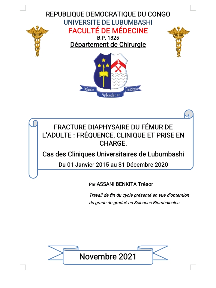 TFC FRACTURE DIAPHYSAIRE DU FÉMUR DE L’ADULTE : FRÉQUENCE, CLINIQUE ET ...